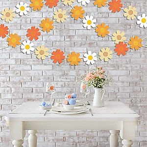 Daisy Groovy Boho Party Hanging Banners and Retro Hippie Party Supplies Decorations Daisy Paper Cutouts for One Two Groovy Themed Baby Girl Birthday Decorations Party Home Classroom Favor Decor