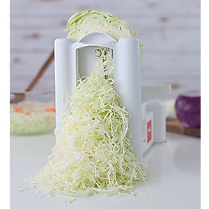 Paderno World Cuisine 6-Blade Vegetable Slicer / Spiralizer, Counter-Mounted and includes 6 Different Stainless Steel Blades
