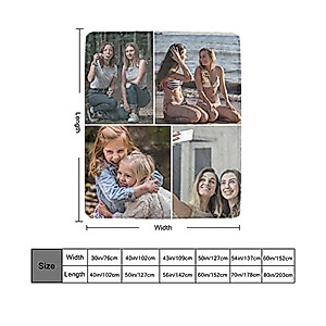 SHIYEL Custom Blanket with Photo, Customizable Picture Memories Blankets Gift for Family Lover Friends Sister MOM DAD, Personalized Gathering Birthday Wedding Souvenir 4 Collage 43 x 56 inches