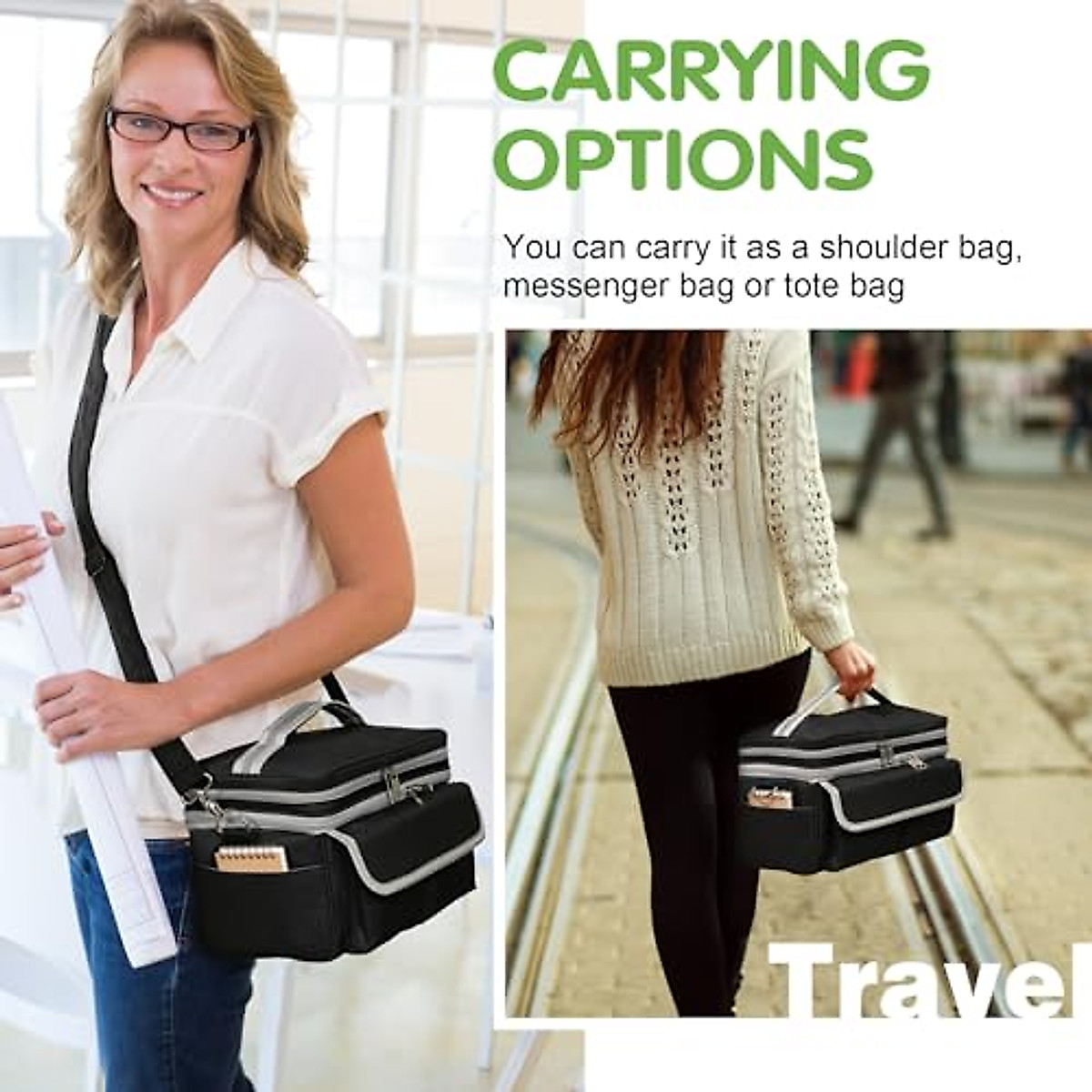 RONCHIL Medicine Storage Bag Pill Bottle Organizer with Portable Small Pouch Travel Medication Bottle Organizer for Emergency Home First Aid Box Kit Empty with Shoulder Strap Black