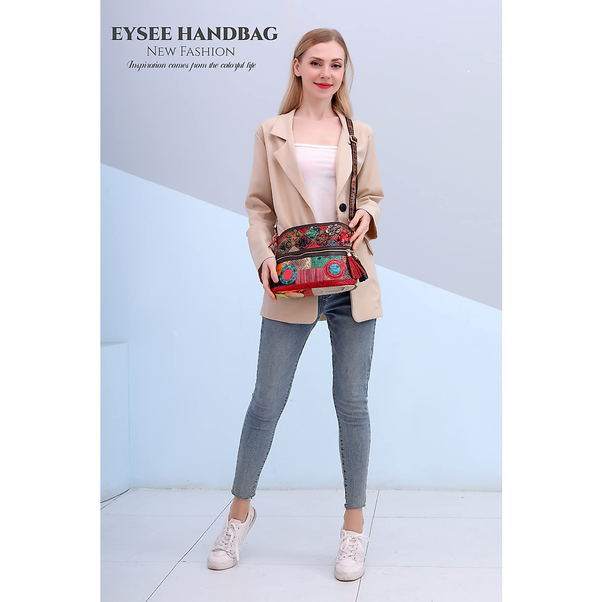 Eysee Crossbody Bag Women Multicolor, Leather Handbag Colorful Purses (Multicolour 1)