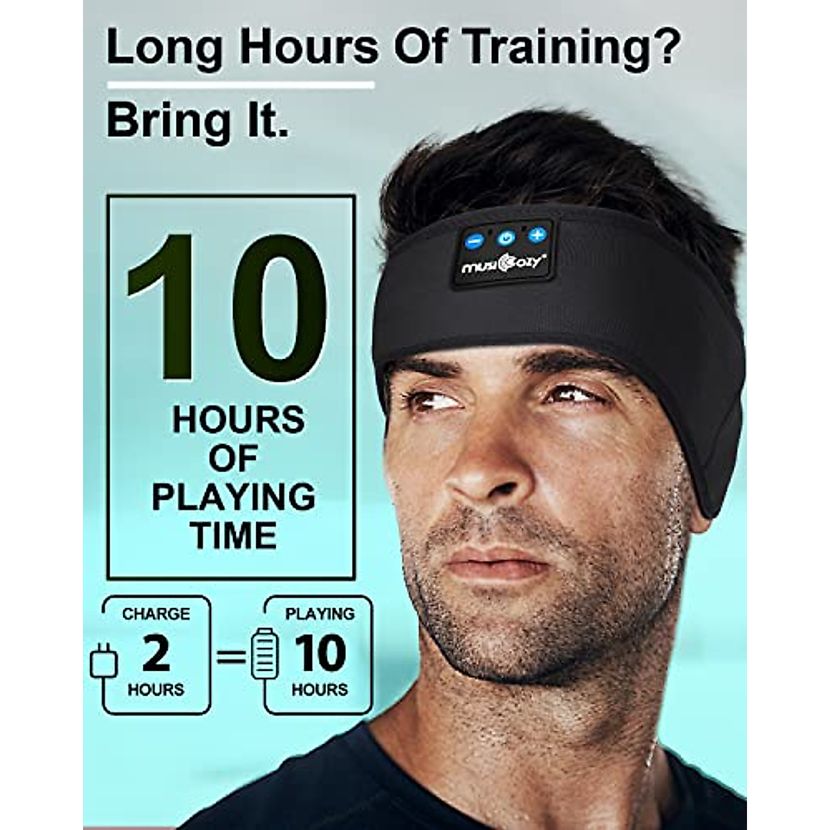 MUSICOZY Sleep Headphones Bluetooth Headband, Sports Wireless Earphones - Sweat Resistant Earphones, Sleeping Headphone with Ultra-Thin HD Stereo Speaker for Workout Running Cool Gadgets Unique Gifts