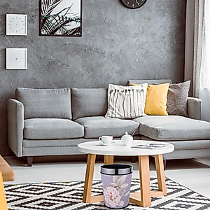 Kisangel Trash Can Retro Style Decorative Trash Can 5L Waste Paper Basket with Pressing Ring Flower Print Paper Bucket Garbage Can Waste Basket for Home Office Multi- Function Waste Bin