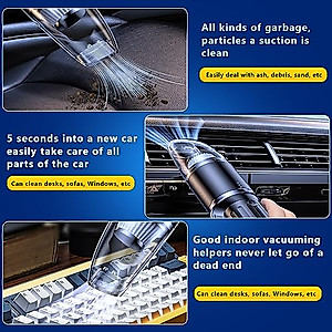 Portable Handheld Car Vacuum Cleaner 120W Power Cordless Suction Wet Dry Vacuum Cleaner for Car Detailing Travel RV Camper for Home and Car (Black)