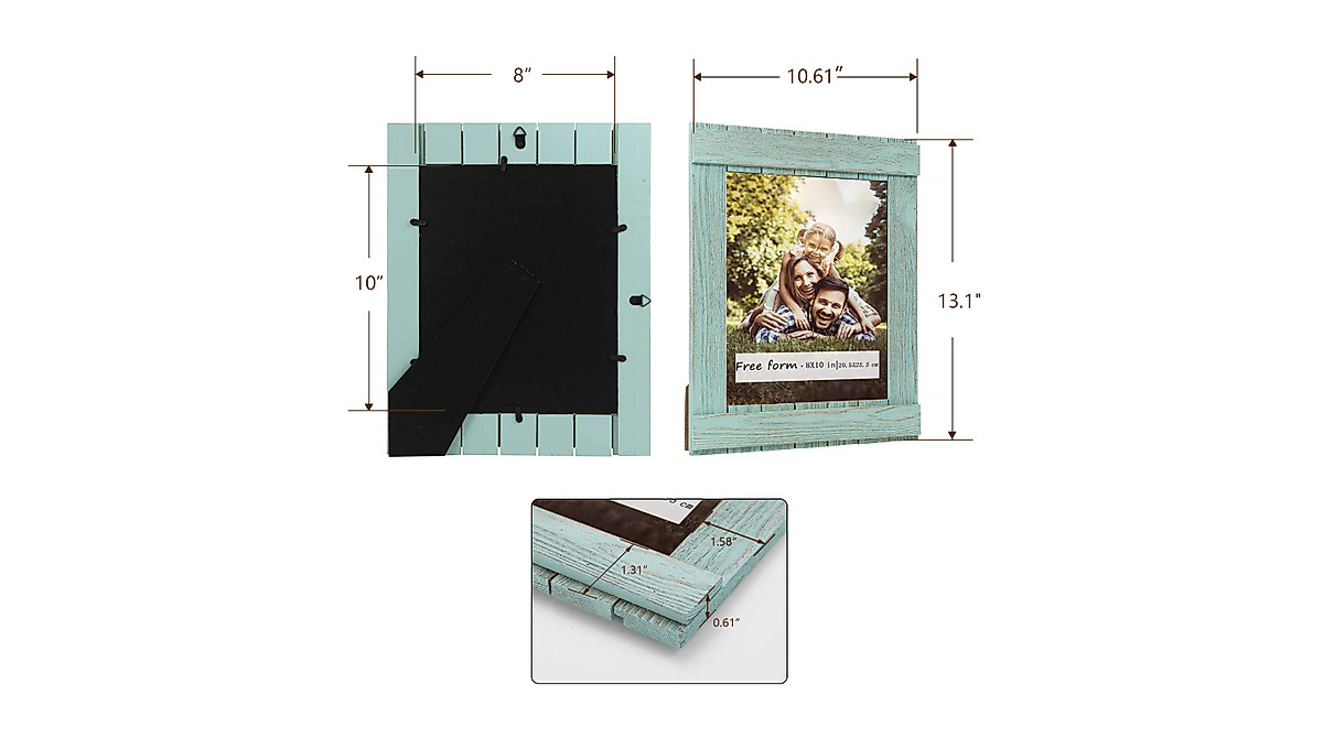 8x10 Green Rustic Wood Picture Frame Set - Wall & Desk Display