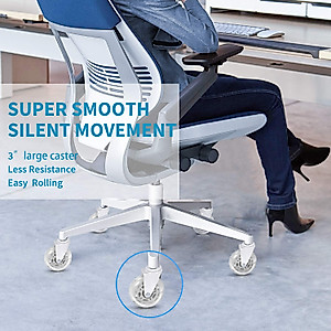 Office Chair Wheels Replacement,(Set of 5) 3'' Rollerblade Wheels Smooth Rolling Heavy Duty Casters Safe for All Floors Including Hardwood - Universal Stem 7/16 Inch, White