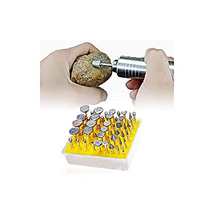 CNQLIS 50 Pcs 1/8 Inch Diamond Burr Set Coated Grinding Stone Carving Bits, Diamond Drill Bits Compatible with Dremel Rotary Tools for Jewelry Glass Gems Ceramic Stones Polishing