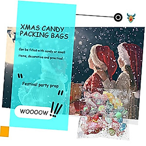 Abaodam 400 Pcs Snowflake Self-adhesive Bag Christmas Pouches Biscuit Storage Pouch Cellophane Treat Bags Cookie Packaging Bags Holding Bag Clear Wrapping Bags Baking Bag Opp Candy