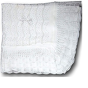 SUMA Baby Blanket Knit Toddler Nursery Swaddling Blankets for Girls and Boys Receiving Blanket for Crib, Stroller Blanket Christening Baptism, 40x50inches, Machine Wash