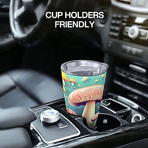 WXZYFP Car cup (single silver rim), can use a straw or drink directly, easy to use.Pretty little mushrooms