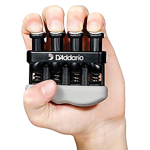 D'Addario Accessories Varigrip Finger Strengthener with Fiddilink - Finger Exerciser & Guitar Trainer with Simulated Strings for Callus Building - Strengthening & Coordination Tool for Guitar Players