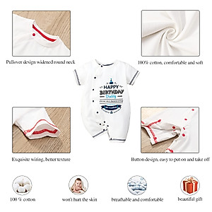 Benshukam Happy Birthday Daddy Mommy Baby Boys Girls Romper Bodysuit Infant Funny Letter Jumpsuit Outfit 0-3Months