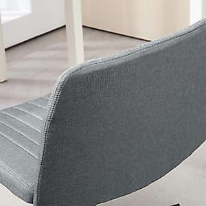 HOMCOM Wide Office Chair, Armless Office Desk Chair, Computer Fabric Vanity Chair with Adjustable Height, Gray