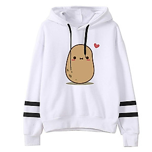 Women Casual Sweatshirt Long Sleeve Hooded Pullover with Front Pocket Loose Striped Print Hoodies Sweatshirt