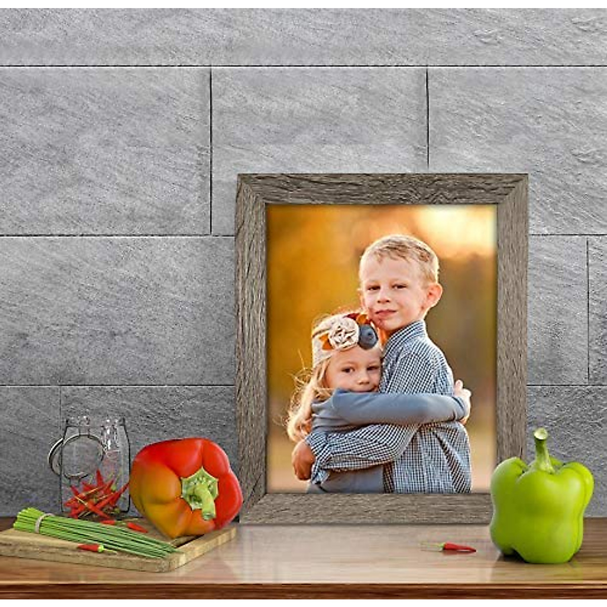 NUOLAN 8x10 Picture Frame, Rustic Gray Wood Pattern Art Photo Frames for Wall or Tabletop Display, Set of 1(NL-PF8X10-RG-1)