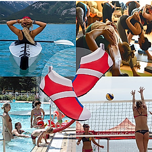 Water Shoes for Women and Men, Quick-Dry Beach Aqua Socks[Low Arch] Swim Shoes, Pool Water Socks with Foot Massage(Size 6-7, Red Blue)