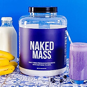 Vanilla Naked Mass - All Natural Weight Gainer Protein Powder - 8lb Bulk, GMO Free, Gluten Free & Soy Free. No Artificial Ingredients - 1,260 Calories - 11 Servings