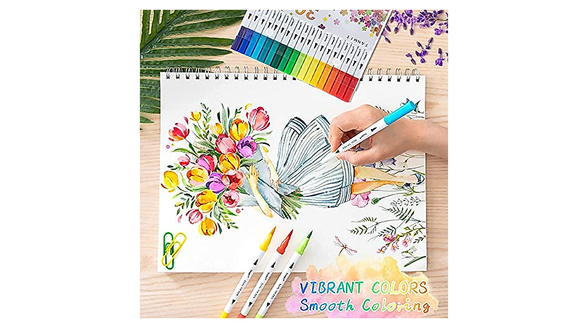 Dual Brush Marker Pens for Coloring & Art - TANMIT 36 Vibrant Colors