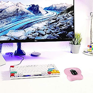 Ergonomic Gaming Mouse Pad with Wrist Support Gel Rest for Laptop at Internet Cafe, Home & Office, Non-Slip Silicone Base Mouse Mat MP04PN - Pink