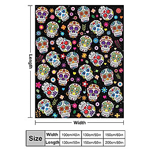 Sugar Skull Blanket Ultra Soft Warm Cozy Flannel Throw Blankets for Women Baby Men Bedding Gifts 50"X40"