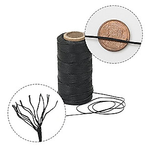 Tenn Well Waxed Thread, 328 Yards 150D 1MM Leather Sewing Waxed Thread with Needles for Leather DIY Project(Black)