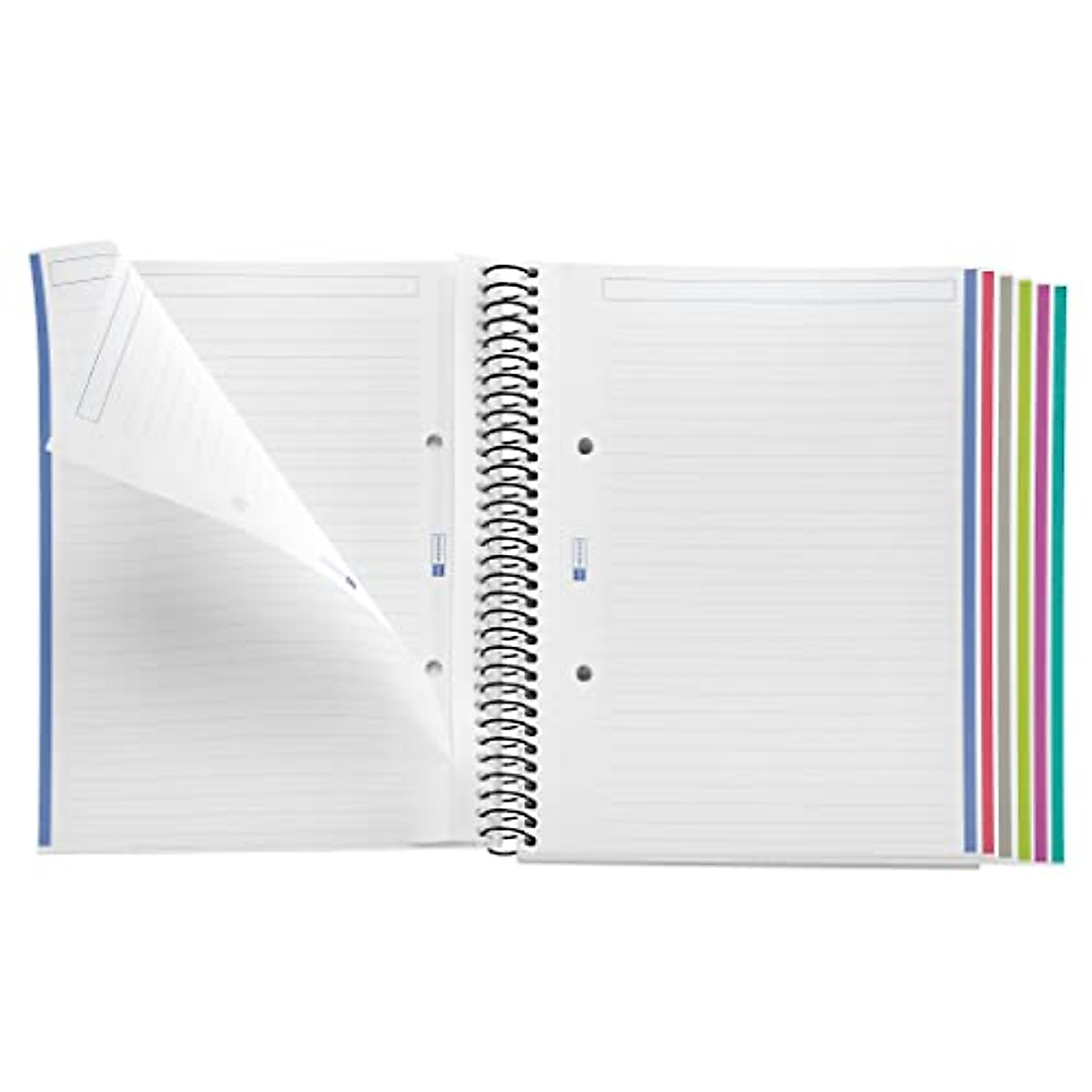 Miquelrius Medium Wirebound Notebook, 6" x 8" A5, 6-Subject, College Ruled, Black