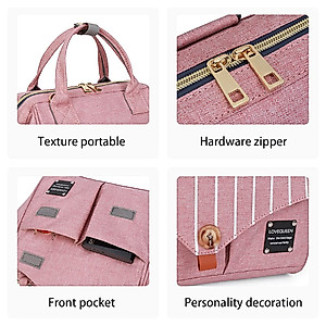 MOMIGO Diaper Bag Backpack- Baby Waterproof Multi-Function Mini Smart Diaper Bag Backpack With Insulation Pocket Baby Messenger for Outdoor & Working Mothers, Small Size (Pink)