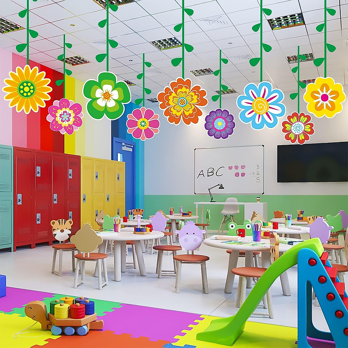 EABETOO 45 Pcs Flower Cutouts for Classroom Bulletin Board Back to School Spring Summer Back To School Party Decorations