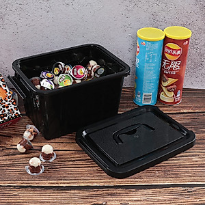 Buyitt 6 Packs Black Storage Bins with Lids, 6 QT Plastic Storage Containers