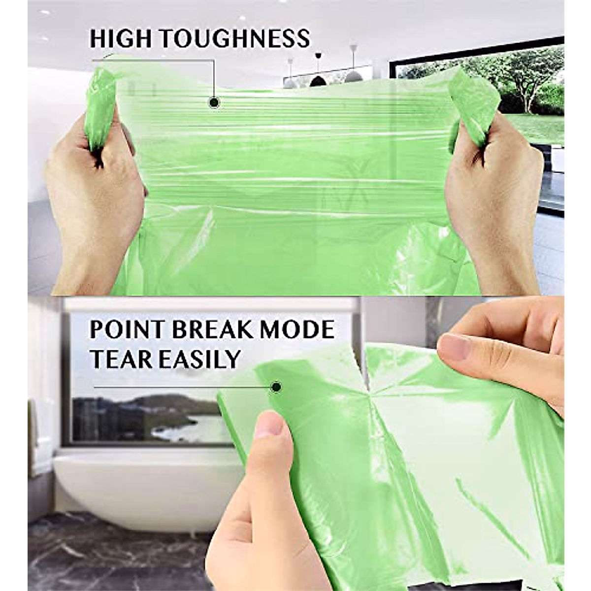 Small Trash Bags, 1.2 Gallon Extra Thick Garbage Bags,& Wastebasket Liners for Kitchen Bathroom Office Car Pet, (120 Counts, Green)