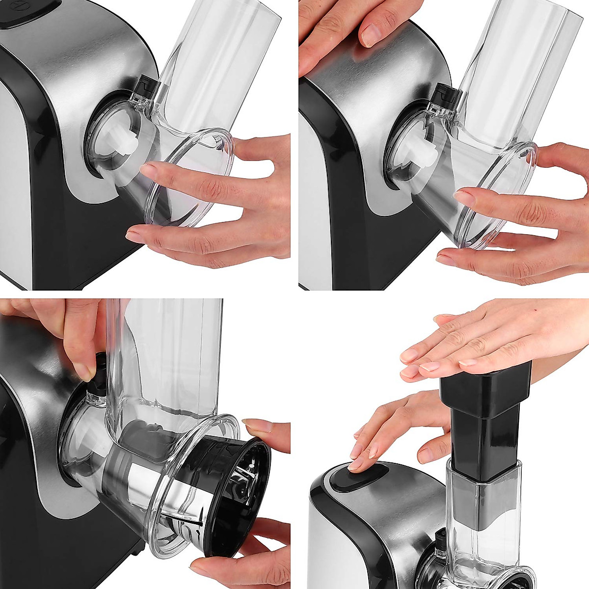 5 In 1 Professional Cheese Grater Electric, Electric Cheese Grater for Block Cheese Grater Shredder Salad Maker for Cheeses, Shredded Carrots Cabbage and Nuts for Home Kitchen Use, BPA-Free