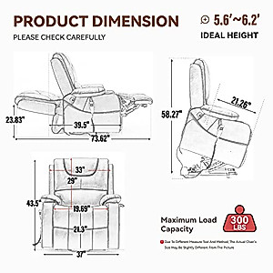 Gold Thumb Dual Motor Power Lift Recliner Chair Infinite Position for Elderly Electric Chair with Massage and Heating Faux Leather Living Room Chair with Cup Holder Pillow 9196(Brown)