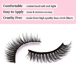 False Lashes Natural Look 6D Thick Faux Mink Lashes 10 Pairs 100% Handmake Reusable Fluffy Volume Full Strip Eye Lashes