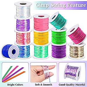 Cridoz Boondoggle Lanyard String Kit with 20 Rolls Plastic Lacing Cord and 50Pcs Keychain Lanyard Accessories, Gimp String Weaving Kit for Keychain Crafts, Bracelet and Lanyards
