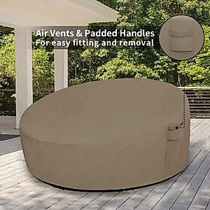 Easy-Going Heavy Duty 600D Outdoor Daybed Cover 75 Inch UV Resistant Patio Round Sofa Cover Waterproof Outdoor Canopy Daybed Sofa Cover with Air Vent 75" Dia x 35"/18" H, Camel