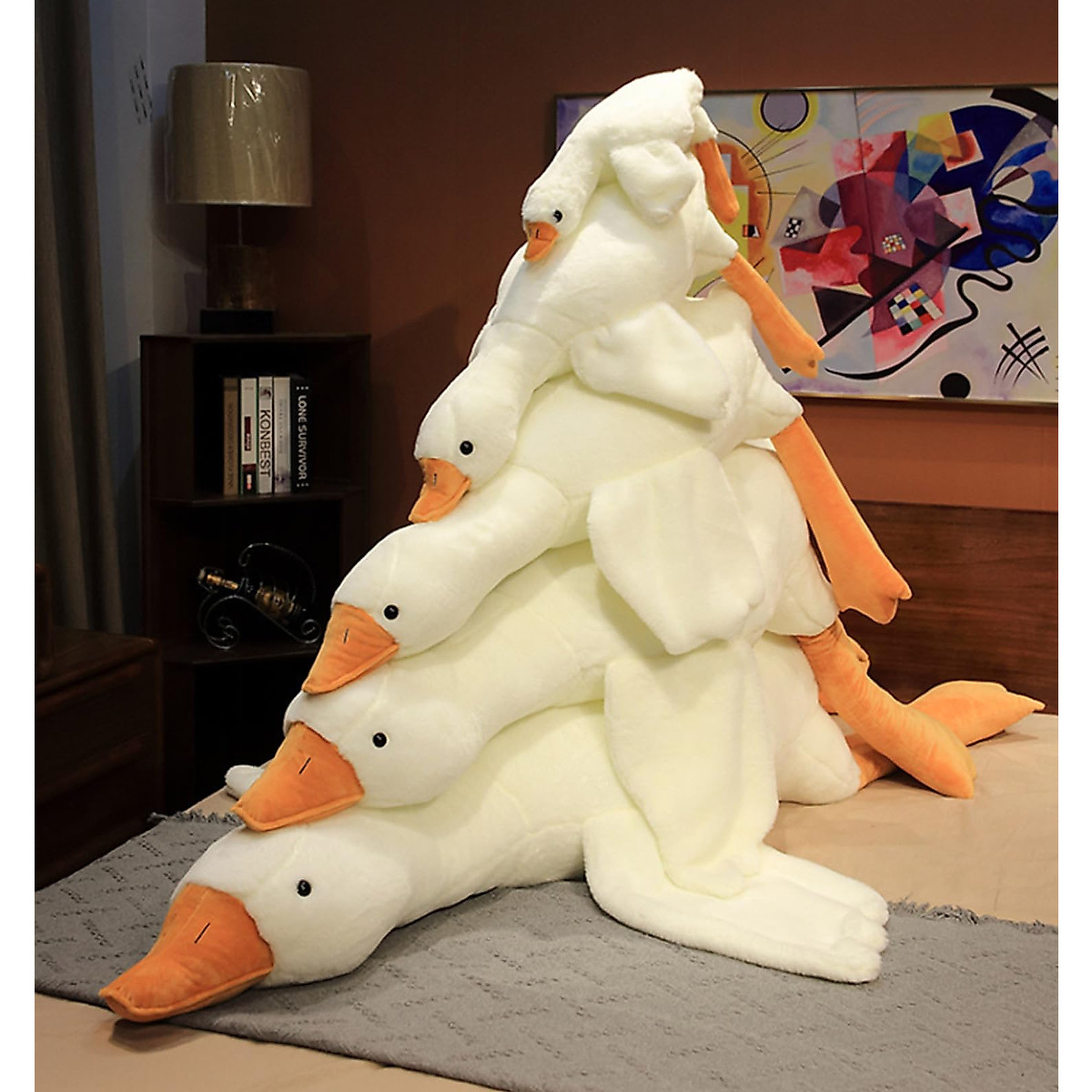 Bacmaze Goose Stuffed Animal Plush Pillow Big Duck Plushies Doll Cute Toy Goose Plush Xmas Gifts 20'' (19.7 inch, White Goose)