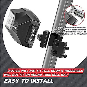 UTV Side View Mirrors, Nibright Ranger Side Mirrors Aluminum w/LED Lights Compatible with Polaris Ranger General, Can Am Defender Maverick Trail, Work with Pro-Fit Cab