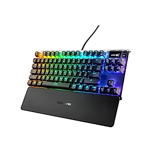SteelSeries Apex 7 TKL Compact Mechanical Gaming Keyboard – OLED Smart Display – USB Passthrough and Media Controls – Tactile and Clicky – RGB Backlit (Blue Switch)