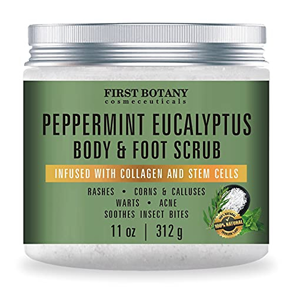 First Botany Body Scrub - Natural Exfoliating Salt Scrub & Body and Face Souffle helps with Moisturizing Skin, Acne, Cellulite, Dead Skin Scars, Wrinkles (10 fl oz, Lavender)