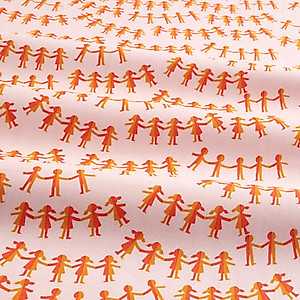 Windham Fabrics 0546950 Heather Ross Kinder Paper Dolls Pink Orange Fabric by The Yard