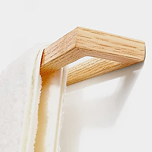 CRAFT KITTIES Wall Mounted Towel Rail, Hand Towel Holder, 18” Towel Rack for Bathroom, Wooden Rustic Towel Rail (Red Oak Wood)