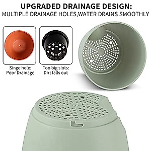 GARDIFE Plant Pots 7/6.5/6/5.5/5 Inch Self Watering Planters with Drainage Hole, Plastic Flower Pots, Planters for Indoor Plants, Succulents,Snake Plant, African Violet, Flowers,Green