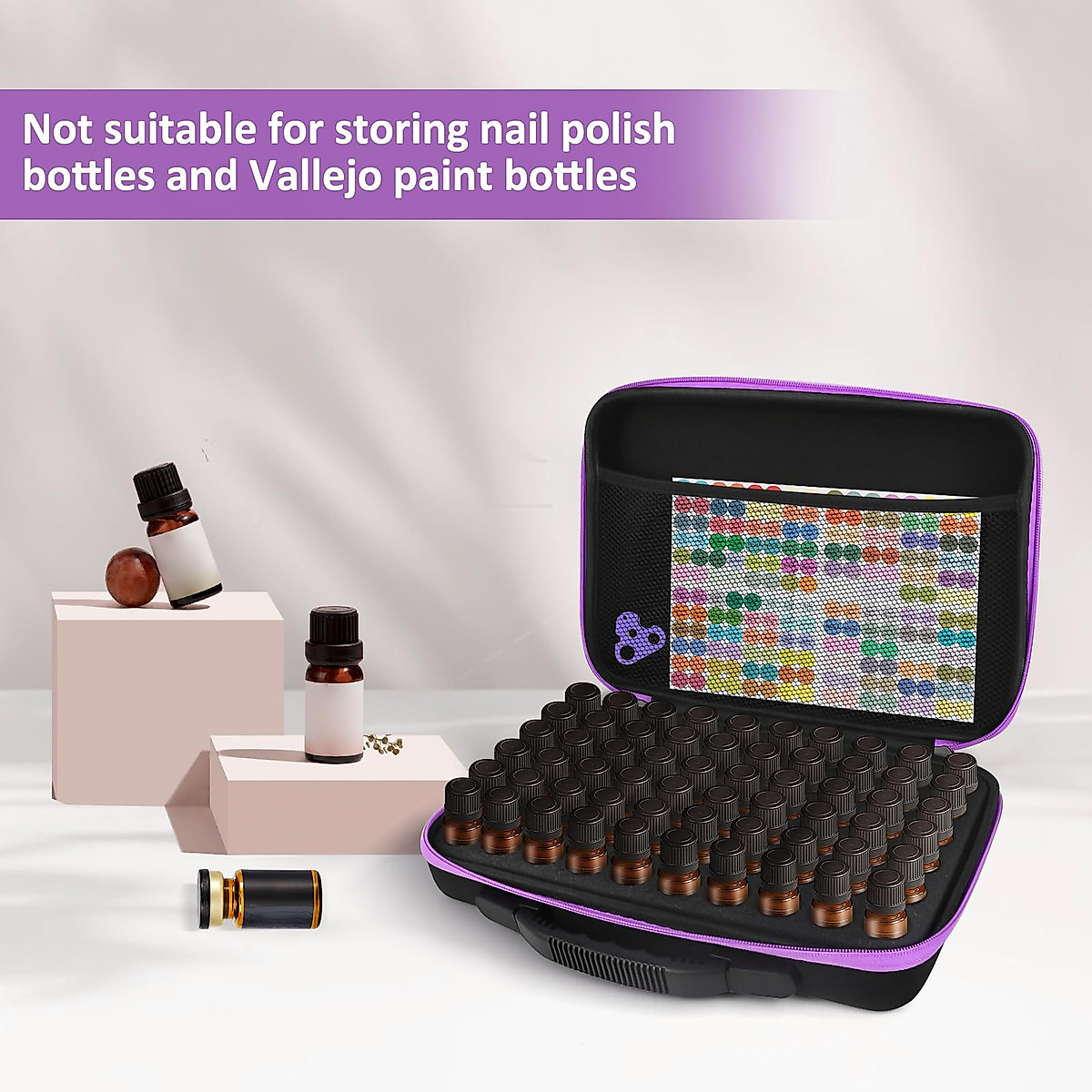 60 Bottle Essential Oil Storage Organizer Carrying Case, Essential Oils Holders Organizer Essential Oil Bag Holds 5ml 10ml 15ml Oils Bottle,Compatible with do Terra,Young Living,Vallejo,Army Painter