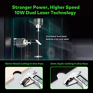 xTool D1 Laser Engraver with Rotary, 10W Higher Accuracy Laser Cutter, 60W Laser Cutting Machine, Laser Cutter and Engraver Machine, Laser Engraver for Wood and Metal, 17'' x 16''