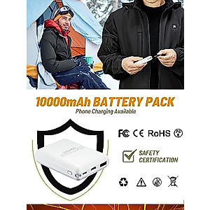 NEW VIEW Men's Heated Jacket with 10000mAh Battery Pack,Electric Heated Coat Rechargeable for Winter Outdoors Hunting Fishing