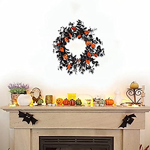 Halloween Wreaths Fall Front Door Wreath, Halloween Wreaths Pinecone Welcome Sign Fireplace Harvest Porch Wall Halloween Pumpkins Orange Wreaths Props Indoor
