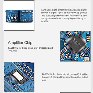 S.M.S.L AD18 Audio HiFi Stereo Amplifier with Bluetooth 4.2 Supports Apt-X,USB DSP Full Digital Power Amplifier 2.1 Small 80Wx2 Class D Amplifier with Subwoofer Output