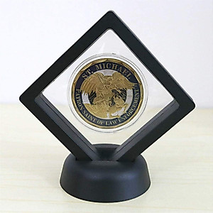 Set of 2 Challenge Coins Display Stand, 3D Floating Clear Case, Jewelry, Specimen, Military Medal Holder Frame