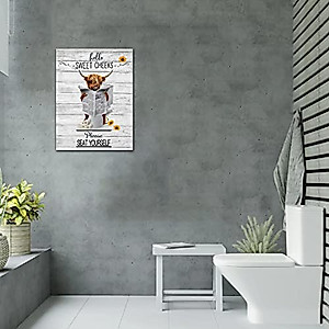 SWACHIT Funny Highland Cow Bathroom Wall Art Highland Cattle Bathroom Wall Decor Cow on Toilet Pictures for Wall Farmhouse Bathroom