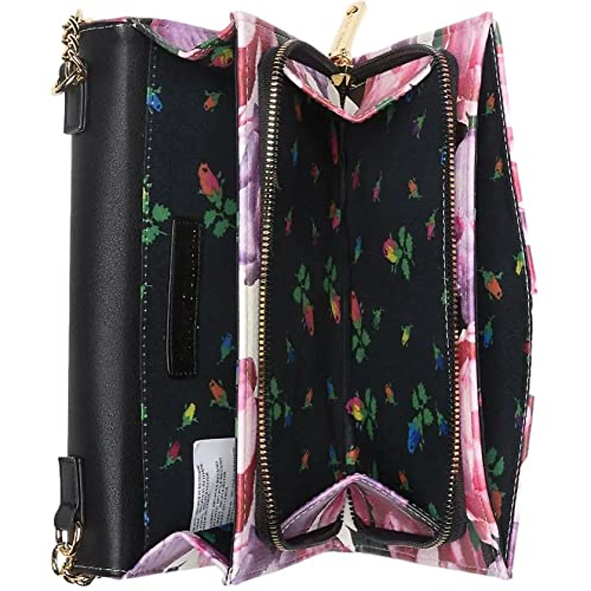 Betsey Johnson Dani Floral Printed Crossbody with Bow Black Floral One Size